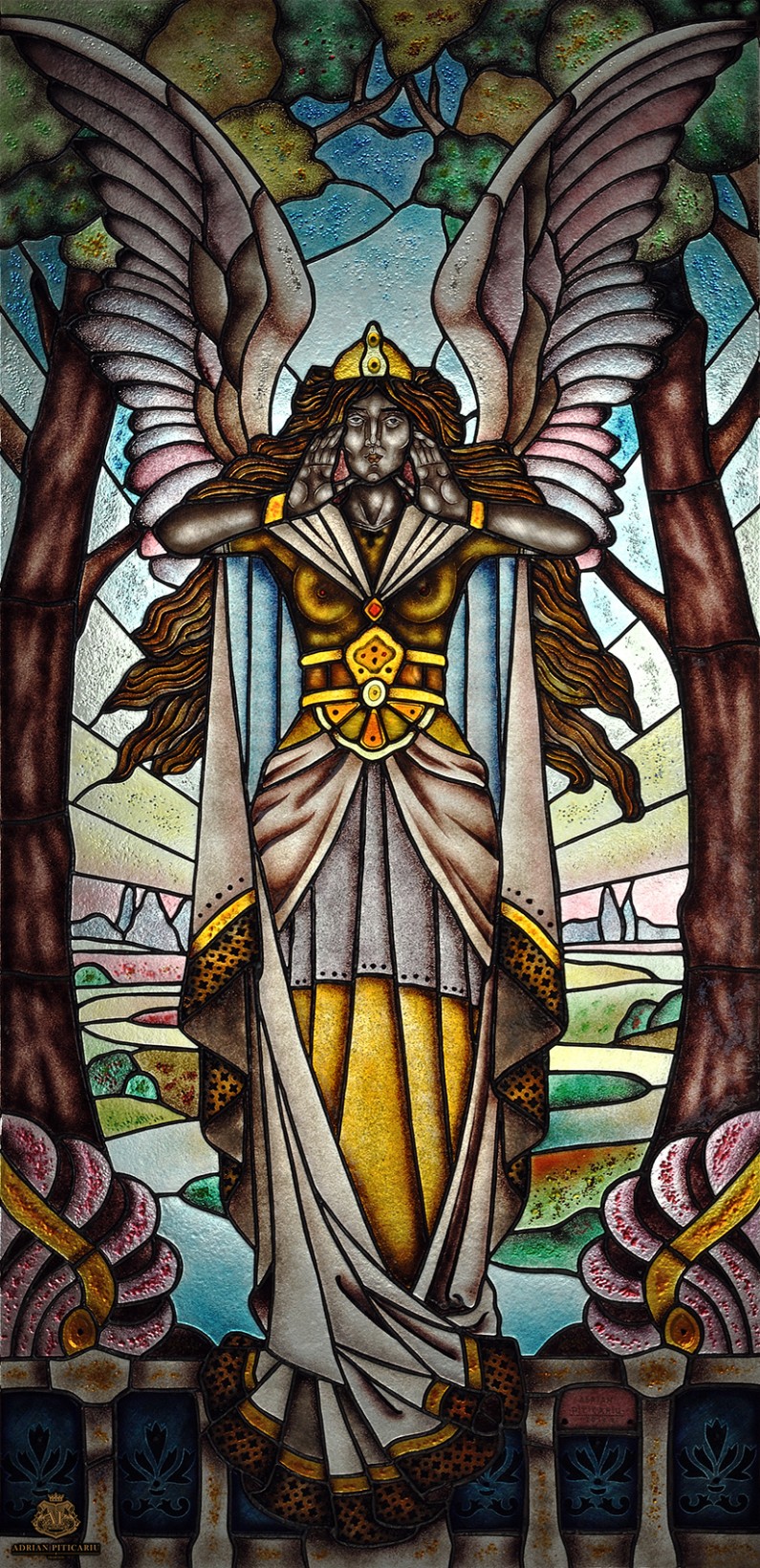 Vitralii si Mozaic Vitraliu Art Nouveau "Inger" - Vitralii si Mozaic